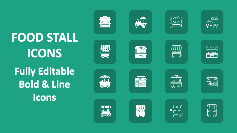 Food Stall Icons for Google Slides and PowerPoint
