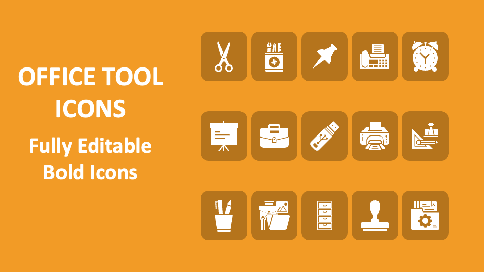 Office Tool Icons for PowerPoint and Google Slides - PPT Slides