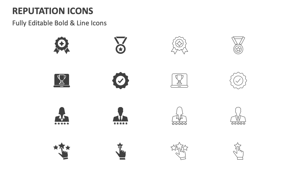 Reputation Icons for Google Slides and PowerPoint