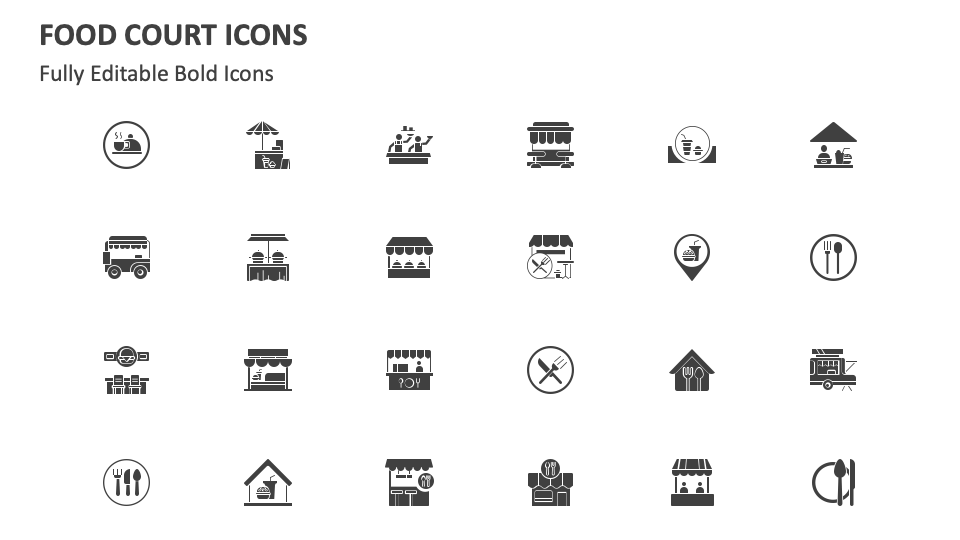 Food Court Icons for Google Slides and PowerPoint