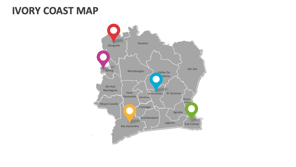Ivory Coast map for Google Slides and PowerPoint - PPT Slides