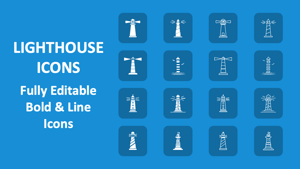Lighthouse Icons for Google Slides and PowerPoint