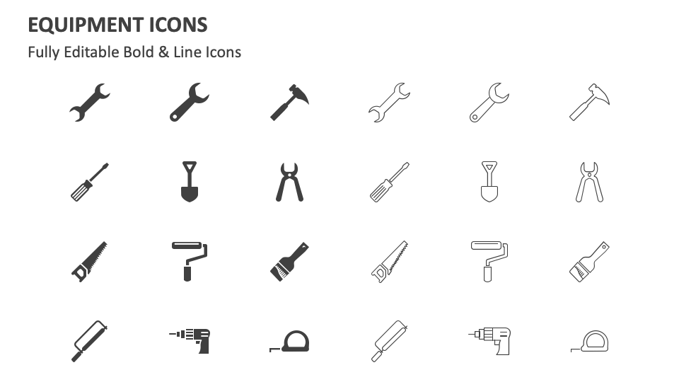 Equipment Icons for Google Slides and PowerPoint
