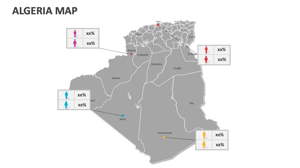 Algeria Map for Google Slides and PowerPoint - PPT Slides