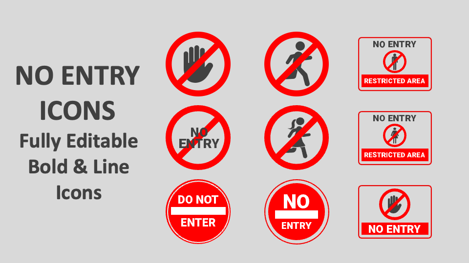 No Entry Icons for Google Slides and PowerPoint