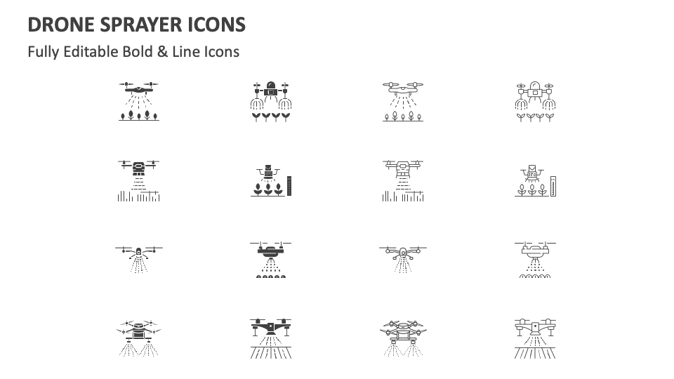 Drone Sprayer Icons for Google Slides and PowerPoint