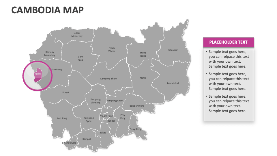 Cambodia Map for Google Slides and PowerPoint - PPT Slides