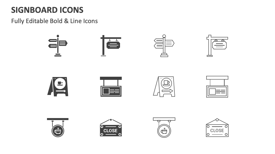 Signboard Icons for Google Slides and PowerPoint
