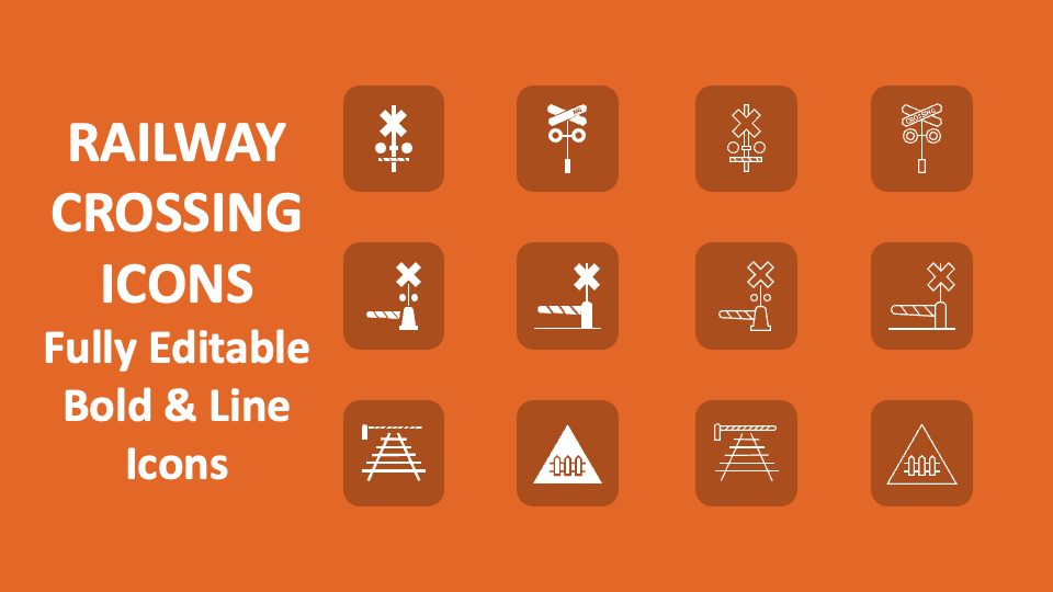 Railway Crossing Icons for Google Slides and PowerPoint