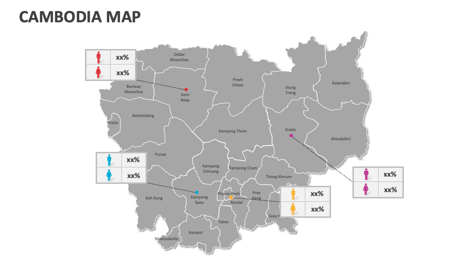 Cambodia Map for Google Slides and PowerPoint - PPT Slides