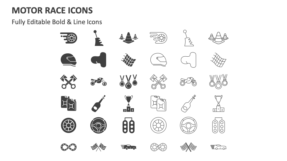 Motor Race Icons for PowerPoint and Google Slides - PPT Slides