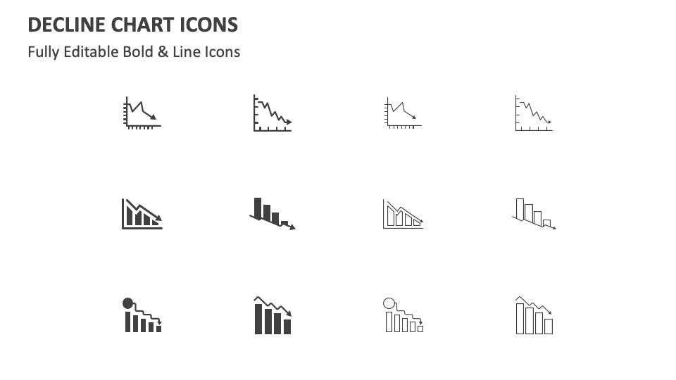 Decline Chart Icons for Google Slides and PowerPoint