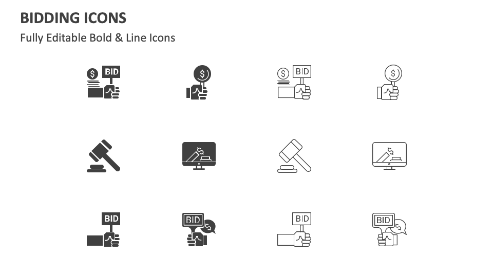 Bidding Icons for Google Slides and PowerPoint