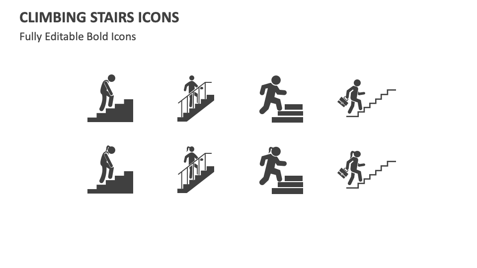 Climbing Stairs Icons for Google Slides and PowerPoint