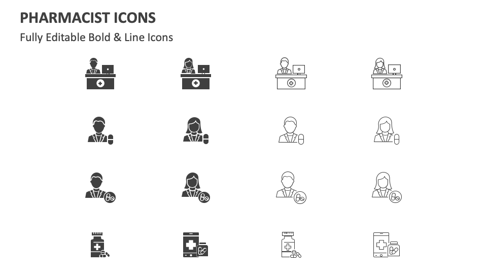 Pharmacist Icons for Google Slides and PowerPoint