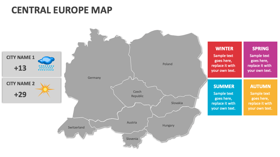 Central Europe map for Google Slides and PowerPoint - PPT Slides