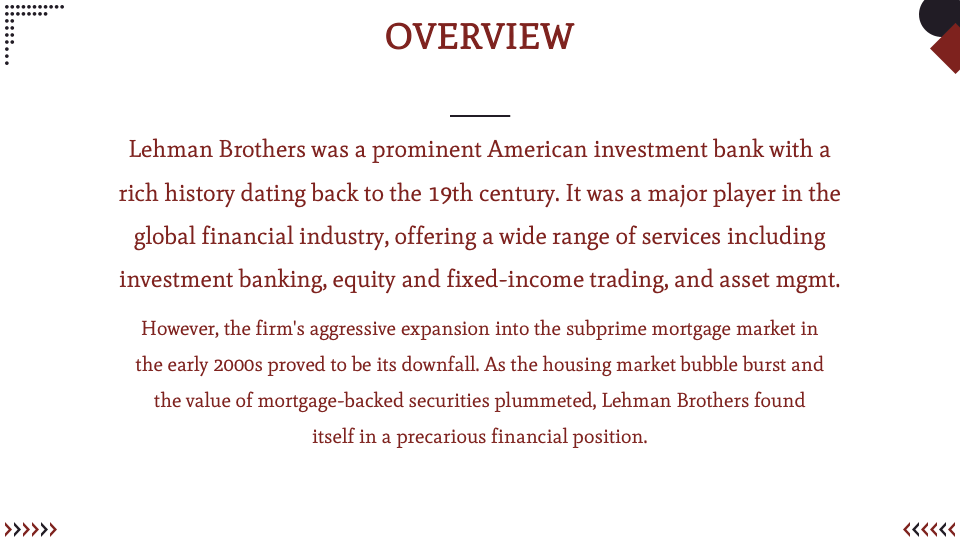 Free - Lehman Brothers - Case Study Presentation for Google Slides and PowerPoint - PPT Slides