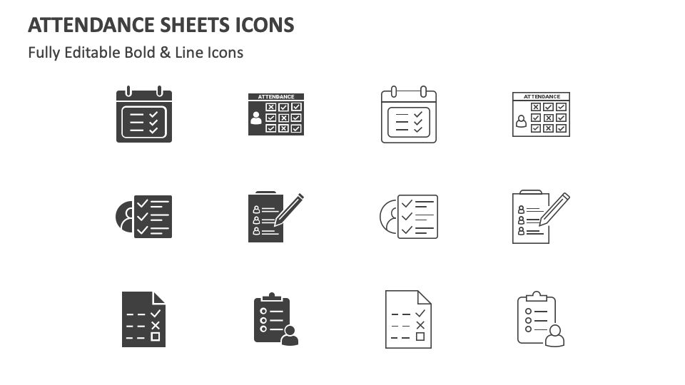 Attendance Sheets Icons for PowerPoint and Google Slides - PPT Slides