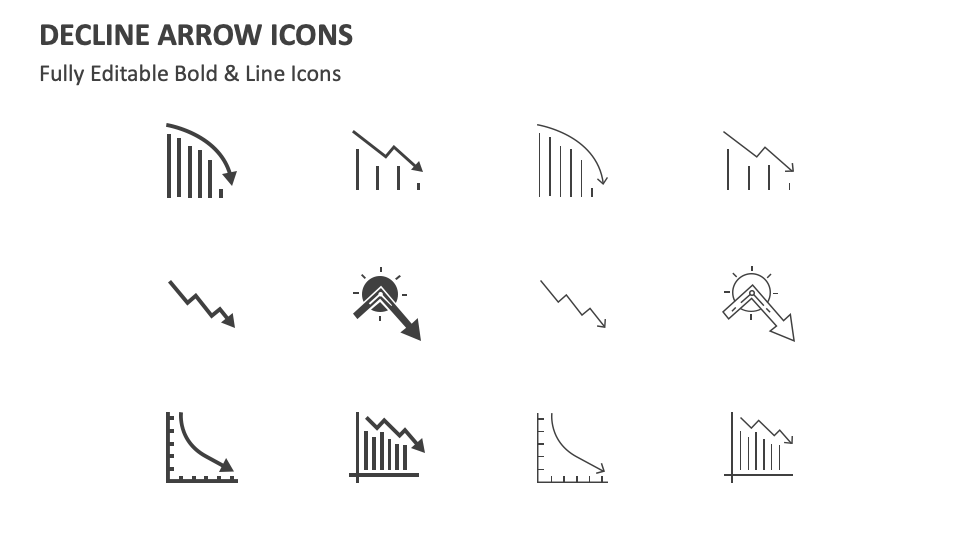 Decline Arrow Icons for PowerPoint and Google Slides - PPT Slides