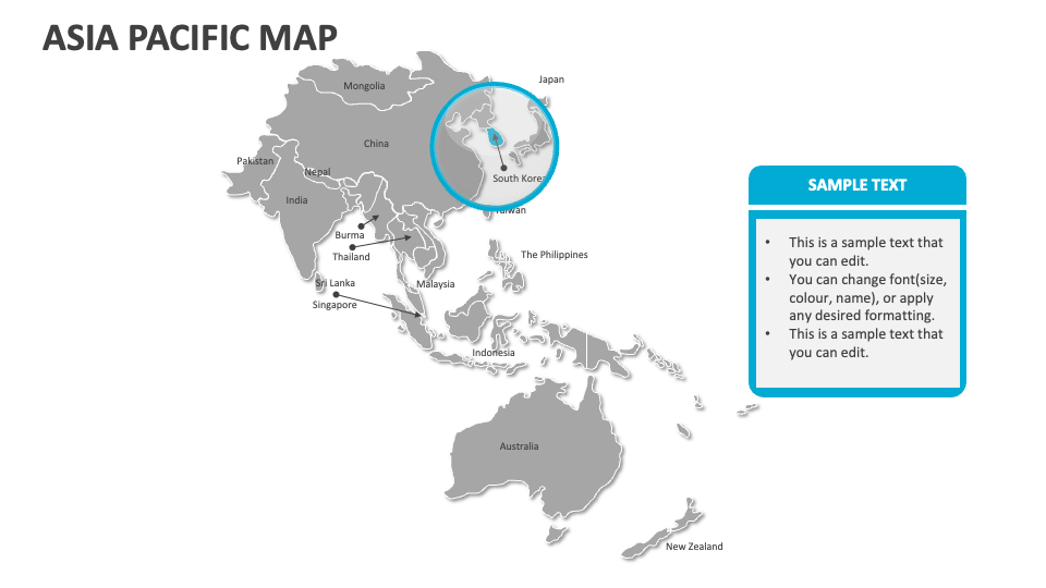 Asia Pacific map for Google Slides and PowerPoint - PPT Slides