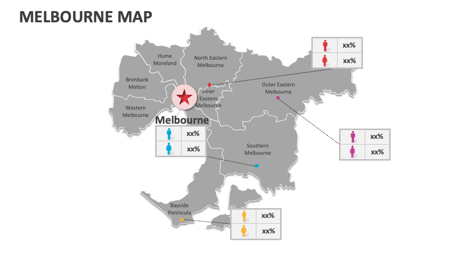 Melbourne Map for Google Slides and PowerPoint - PPT Slides