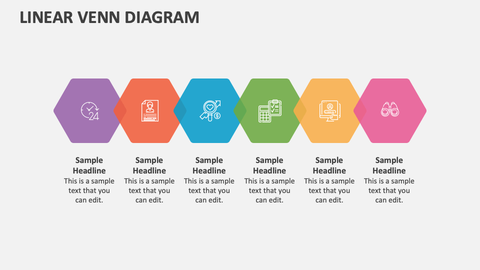 Linear Venn Diagram PowerPoint and Google Slides Template - PPT Slides