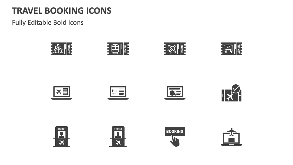Travel Booking Icons for Google Slides and PowerPoint