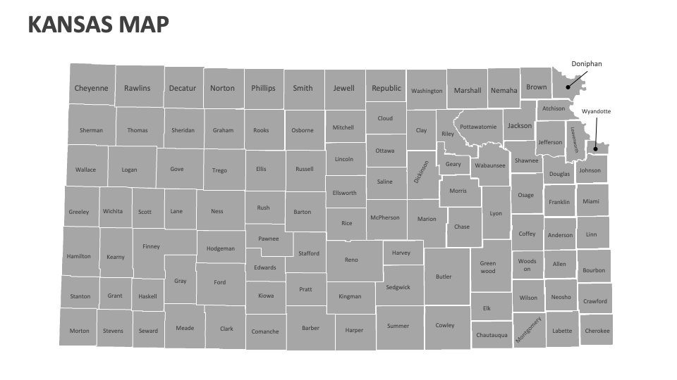 Kansas Map for Google Slides and PowerPoint - PPT Slides