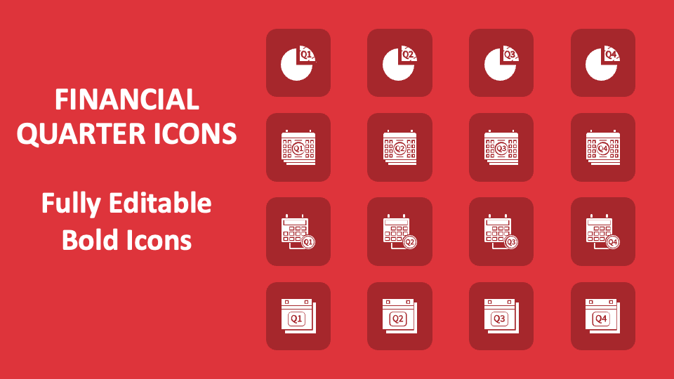 Financial Quarter Icons for Google Slides and PowerPoint