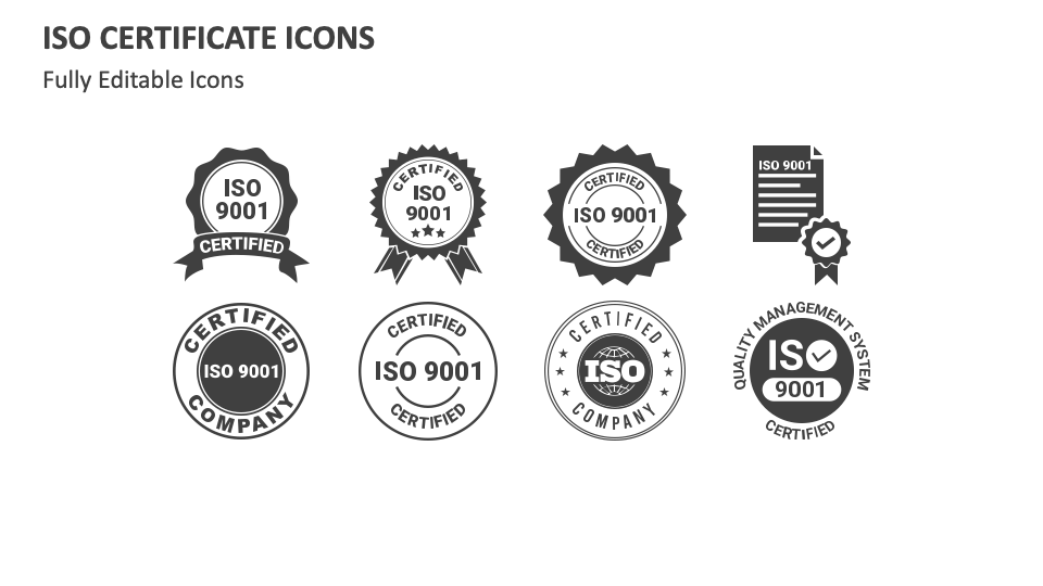 ISO Certificate Icons for Google Slides and PowerPoint