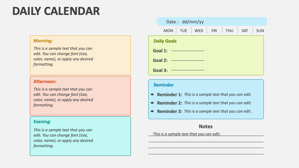 Daily Calendar PowerPoint and Google Slides Template - PPT Slides