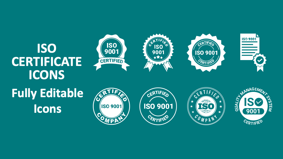 ISO Certificate Icons for Google Slides and PowerPoint