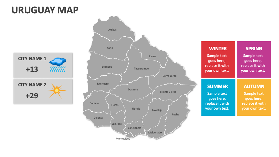 Uruguay Map for Google Slides and PowerPoint - PPT Slides