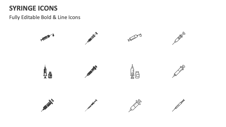 Syringe Icons for Google Slides and PowerPoint