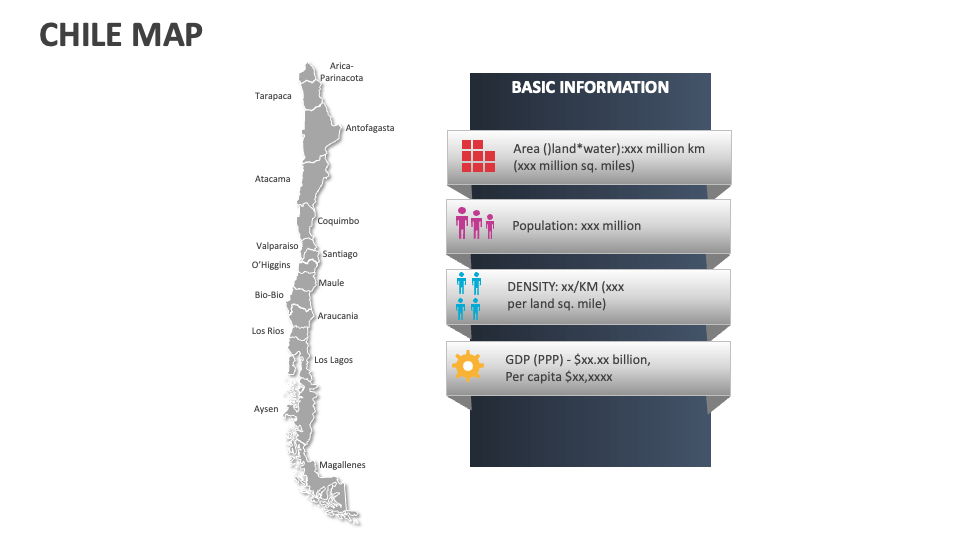 Chile Map for Google Slides and PowerPoint - PPT Slides