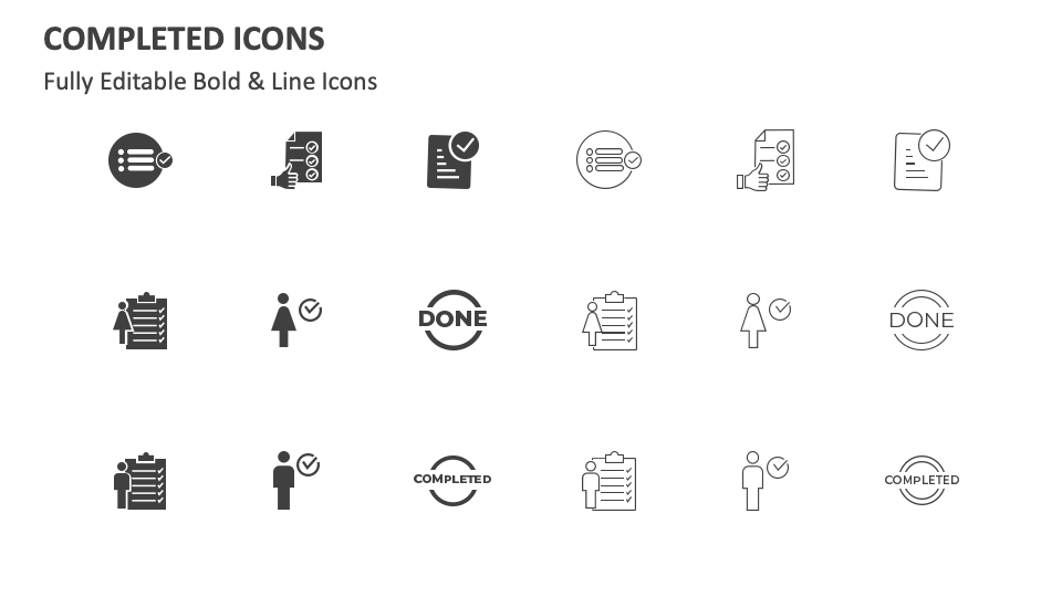 Completed Icons for Google Slides and PowerPoint
