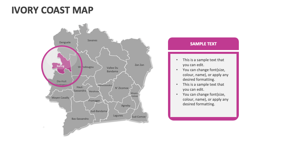Ivory Coast map for Google Slides and PowerPoint - PPT Slides