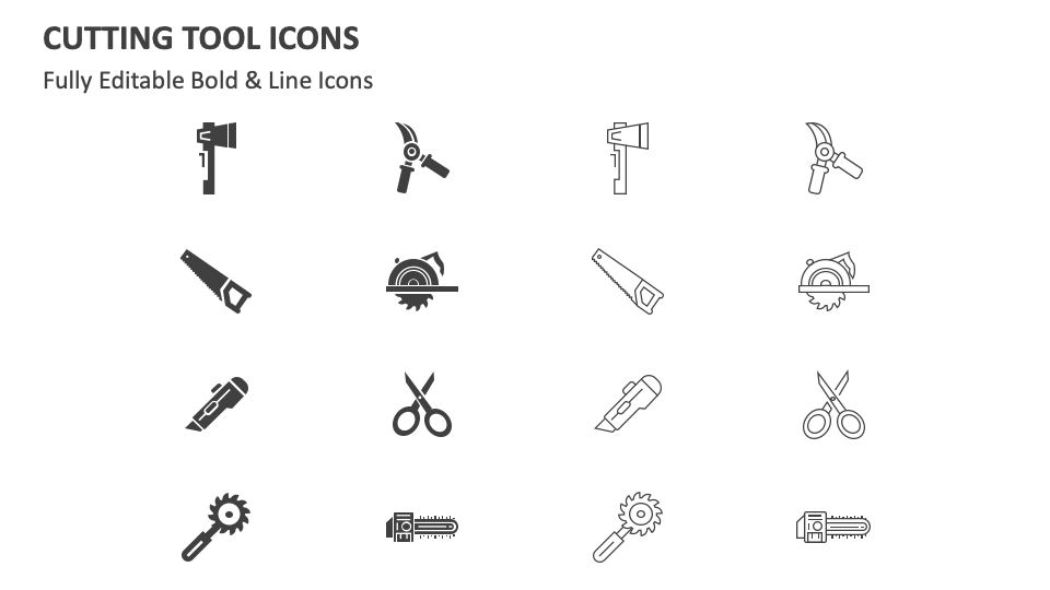 Cutting Tool Icons for Google Slides and PowerPoint