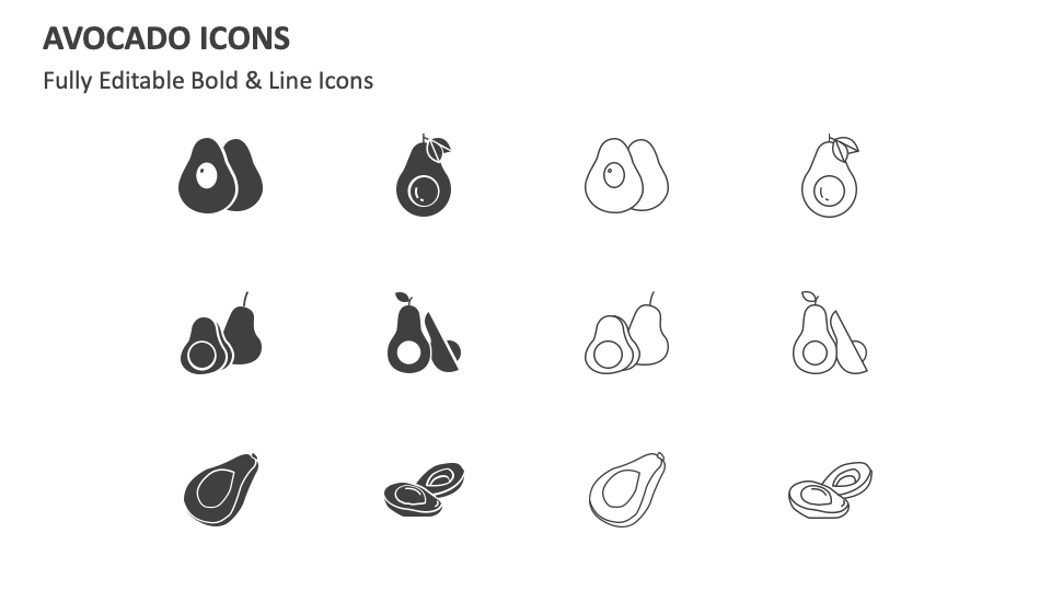 Avocado Icons for PowerPoint and Google Slides - PPT Slides