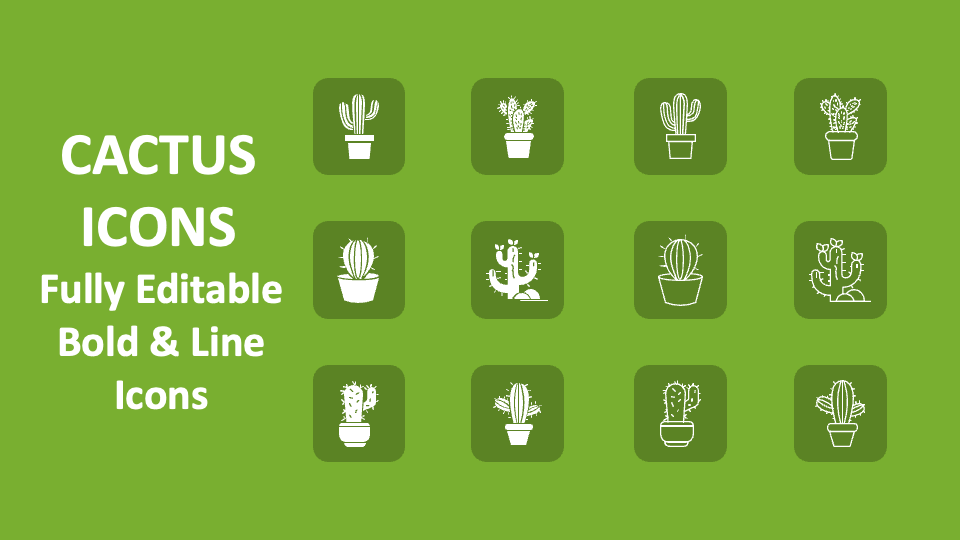 Cactus Icons for Google Slides and PowerPoint