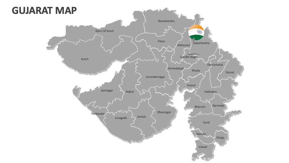 Gujarat Map for Google Slides and PowerPoint - PPT Slides