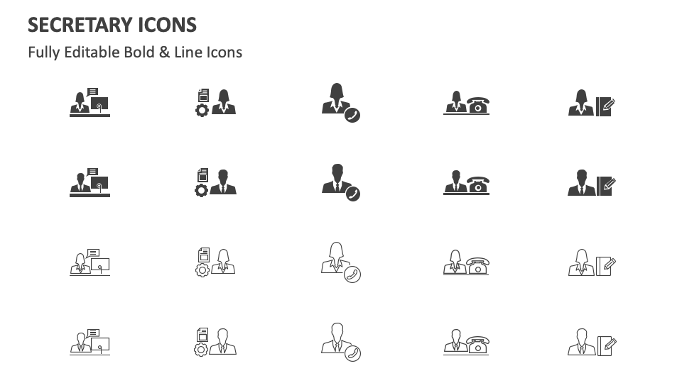 Secretary Icons for Google Slides and PowerPoint