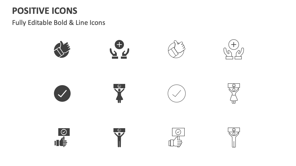Positive Icons for Google Slides and PowerPoint