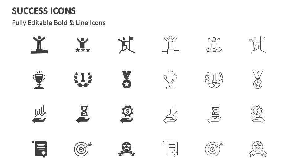 Success Icons for Google Slides and PowerPoint