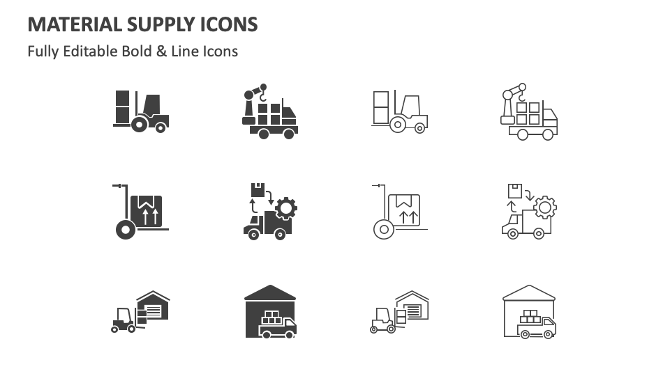Material Supply Icons for PowerPoint and Google Slides - PPT Slides