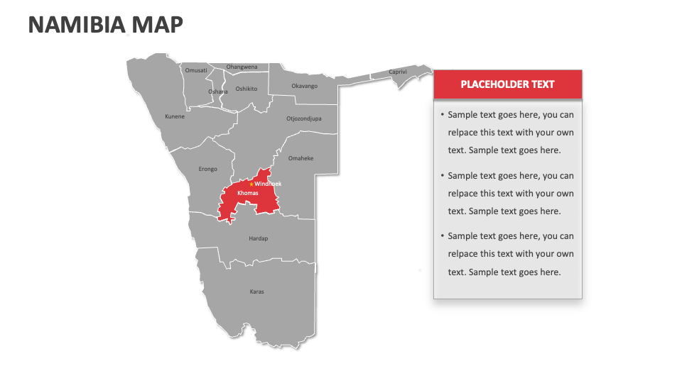 Namibia Map for Google Slides and PowerPoint - PPT Slides