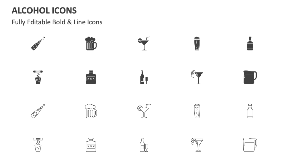 Alcohol Icons for Google Slides and PowerPoint