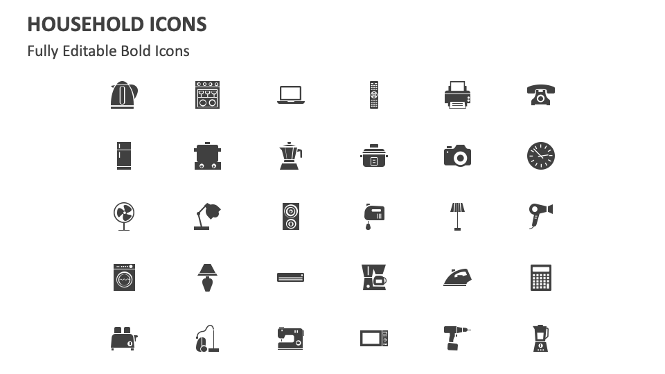 Household Icons for Google Slides and PowerPoint
