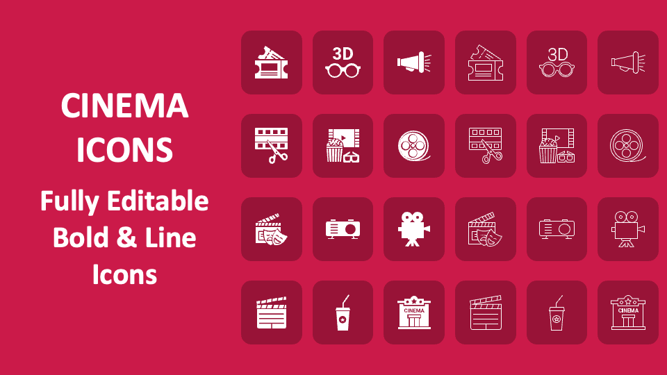 Cinema Icons for PowerPoint and Google Slides - PPT Slides