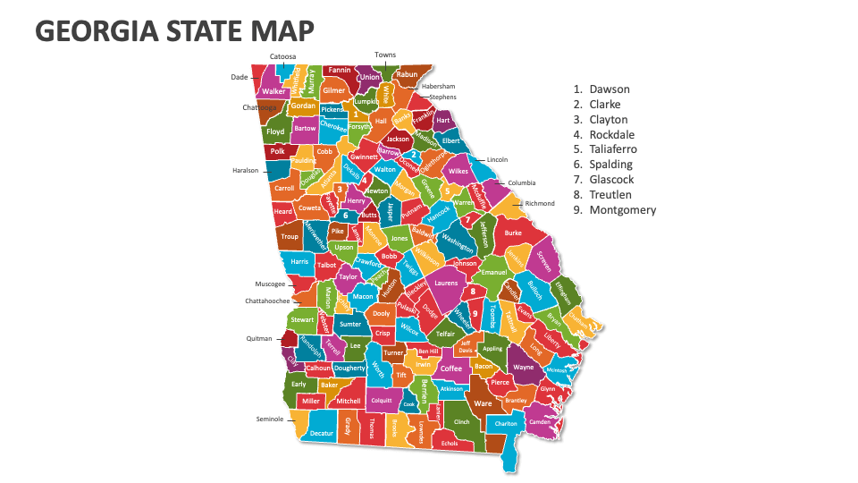 Georgia State Map for Google Slides and PowerPoint - PPT Slides